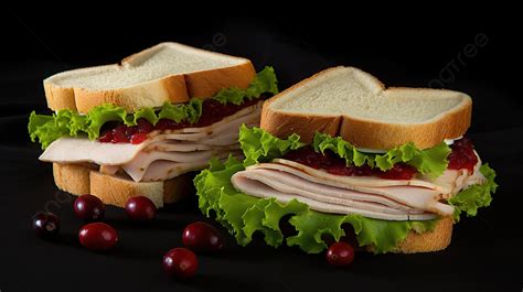 Two Turkey Sandwiches Are Cut In Half Background Picture Of Turkey Sandwiches Background Image