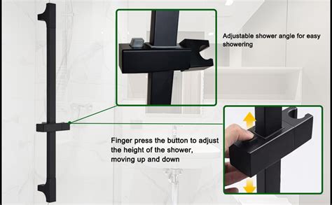 Beiyi Matte Black Handheld Shower With Slide Bar Square Handheld Shower