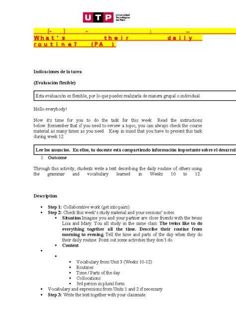 🔴 Ac S12 Week 12 Task Assignment Whats Their Daily Routine Pa6 Ingles 1 🔴 A A A