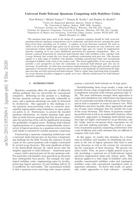 PDF Universal Fault Tolerant Quantum Computing With Stabiliser Codes