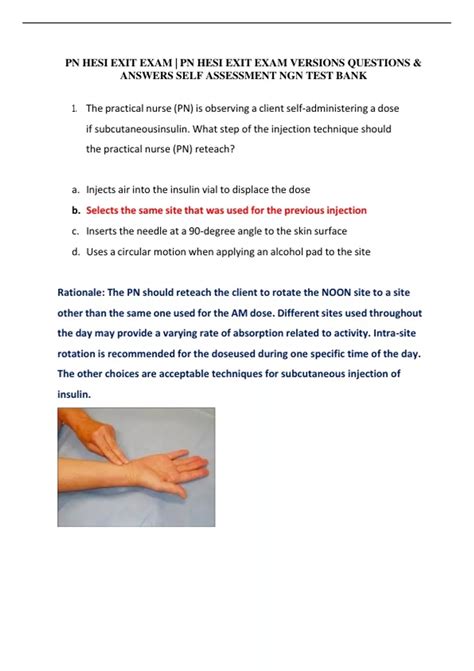 PN HESI EXIT EXAM PN HESI EXIT EXAM VERSIONS QUESTIONS ANSWERS SELF ASSESSMENT NGN TEST BANK