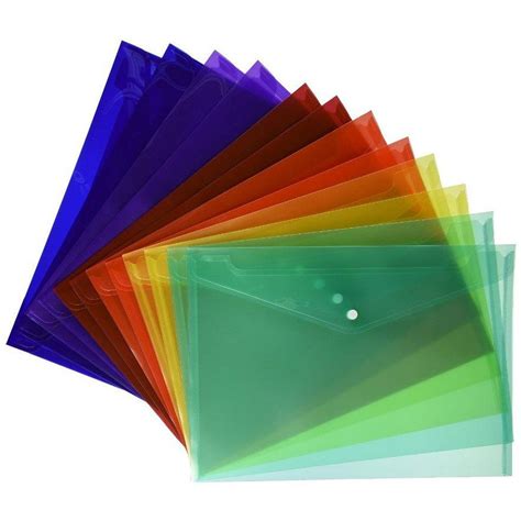 Lightahead Clear Poly Envelopes Snap Closure Letter A4 Size 2 Of Each Of 6 Colors 12 Count