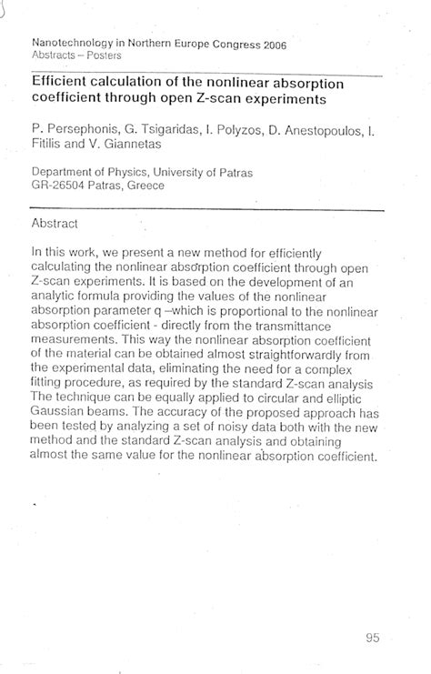 Pdf Efficient Calculation Of The Nonlinear Absorption Coefficient Through Open Z Scan Experiments