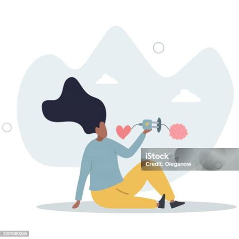 감성 지능 Ei 또는 논리적 사고로 느낌과 감정을 조절 뇌 공감 또는 사회적 기술 자기 통제 또는 균형 개념 플랫 캐릭터 삶 감정에 대한 스톡 벡터 아트 및 기타 이미지