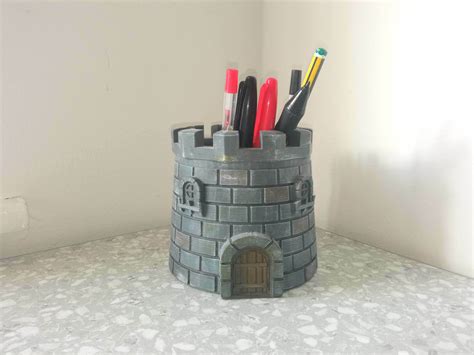 Stl File Castle Pencil Pot Dnd Gaming Planter・3d Print Object To