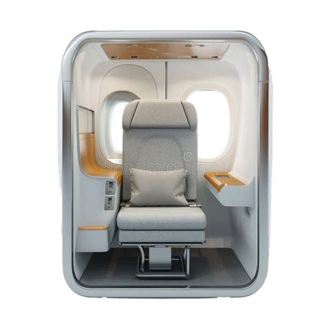 Modern First Class Airplane Seat Isolated On White Background Stock