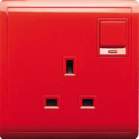 Schneider 13a 250v 1 Gang Switched Socket With Neon Full Red E8215n Rd