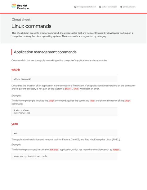 Solution Linux Commands Cheat Sheet Red Hat Developer Studypool
