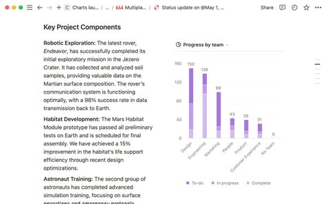 use charts to visualize data and track progress directly in notion
