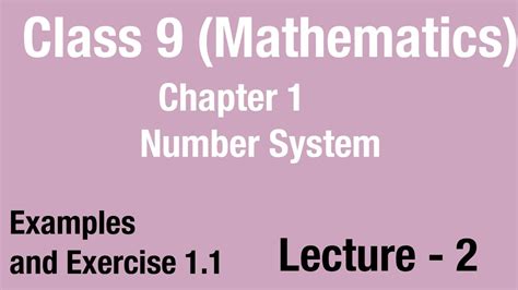 Mathematics Class 9 Chapter 1 Number System Exercise 11 And Examples Youtube