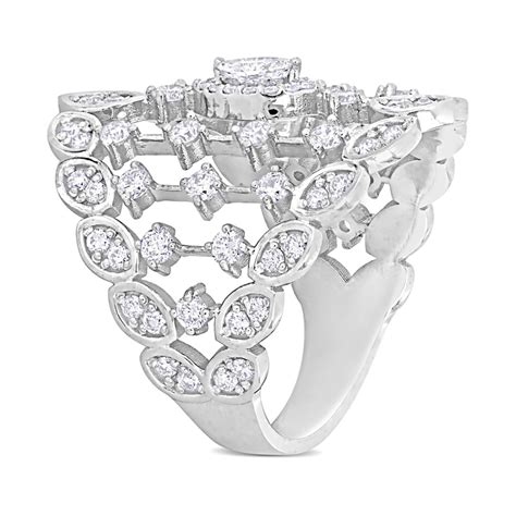 120 Ct Tw Diamond Multi Row Column Leaf Edge Ring In 14k White Gold Peoples Jewellers