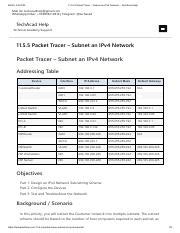 Packet Tracer Subnet An IPv4 Network Design Configuration Course Hero