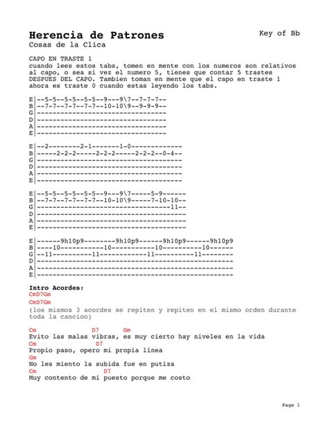 Acordes Y Letra De Herencia De Patrones Pdf