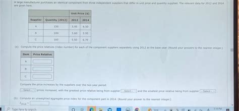 solved compute a 2014 weighted aggregate price index for the