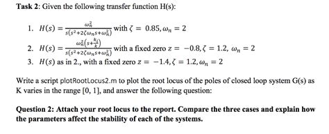solved task 2 given the following transfer function h s