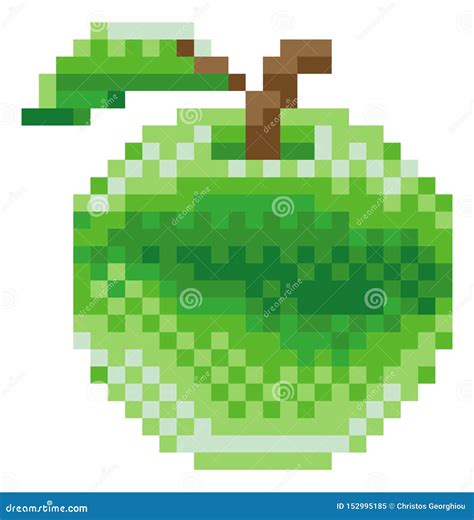 Apple Pixel Art Bit Video Game Fruit Icon Stock Vector Illustration Of Fresh Apple