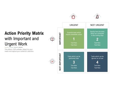 Action Priority Matrix With Important And Urgent Work Powerpoint Slides Diagrams Themes For
