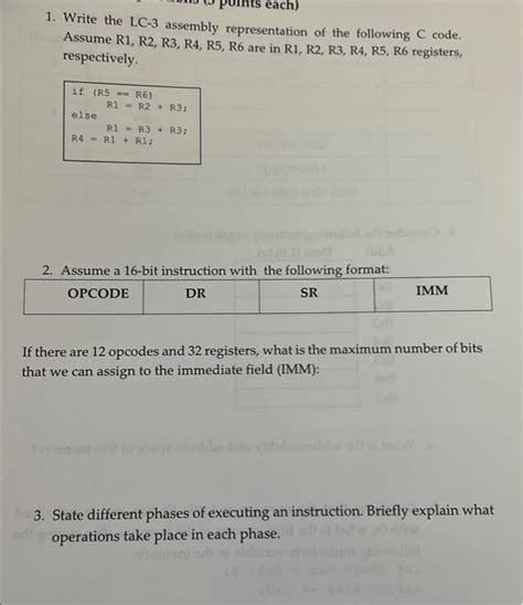 Solved 1 Write The Lc 3 Assembly Representation Of The