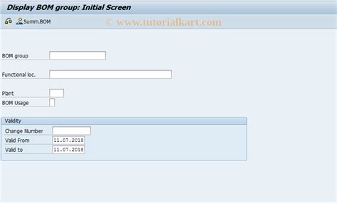 IB SAP Tcode Display FunctLocation BOM Group