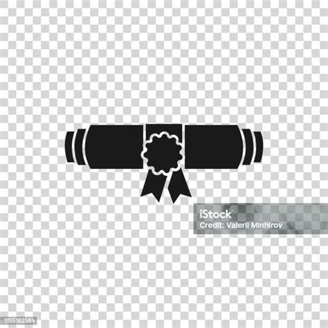 회색 졸업장 투명 배경에 고립 된 스탬프 및 리본 아이콘으로 스크롤을 압 연 왁 스 씰이 있는 페이퍼 스크롤 졸업 컨셉 비즈니스