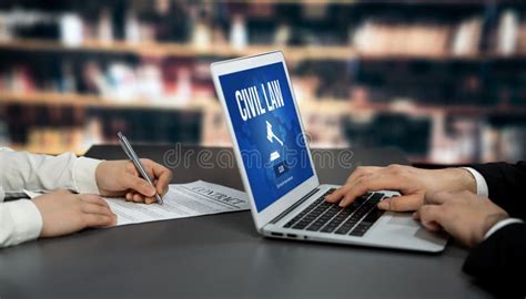 Civil Law Astute Information Showing On Laptop Computer Screen Stock
