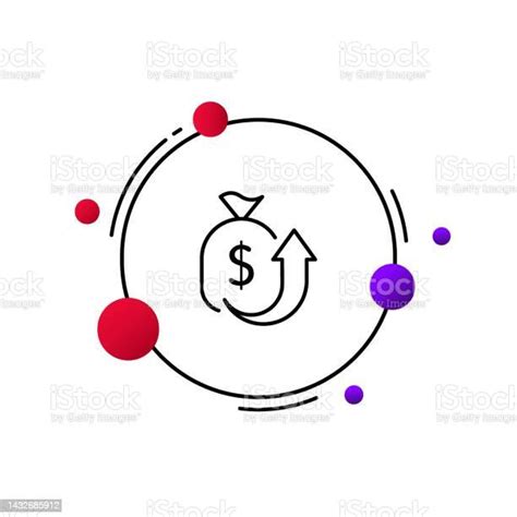 달러 기호와 위쪽 화살표 선 아이콘이 있는 머니 백 지불 현금 지불 현금 발생액 거래 통화 송금 급여 수입 비용 재무 관리 개념 벡터 선 아이콘입니다 Championship