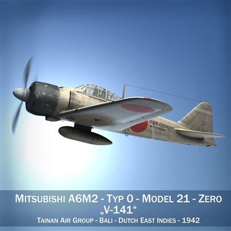Mitsubishi A6m Zero 3d Model 52 Blend Fbx Obj Free3d