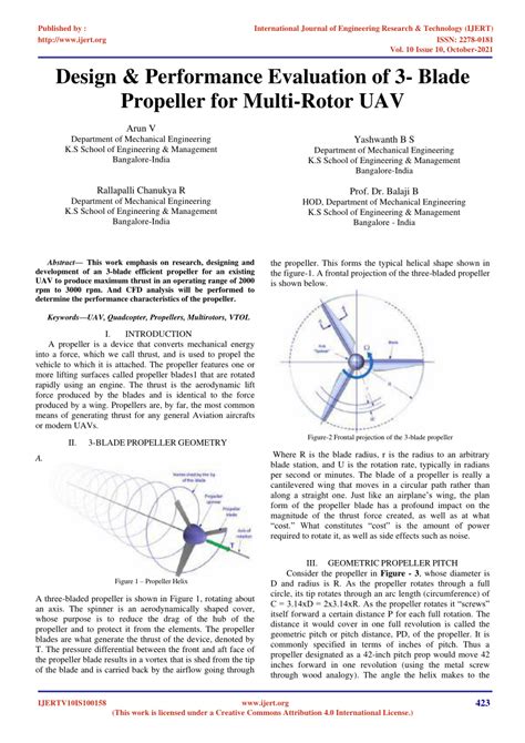 Pdf Design And Performance Evaluation Of 3 Blade Propeller For Multi Rotor Uav