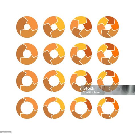 16 가지 오렌지 화살표 인포 그래픽 세그먼트 수 X 구멍 크기 Y 인포그래픽에 대한 스톡 벡터 아트 및 기타 이미지 인포그래픽 화살표 돌기 Istock