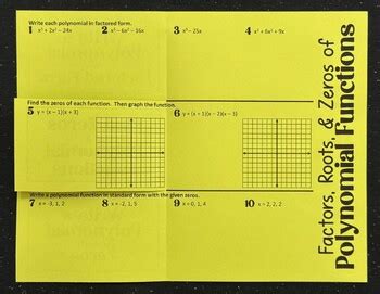 Factors Roots And Zeros Of Polynomial Functions Foldable Notes For Algebra 2