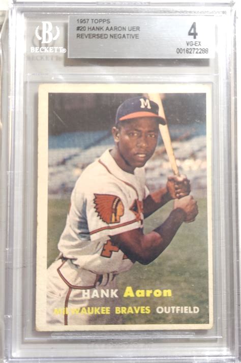 1957 Hank Aaron 20 Mint Error Reversed Negative Topps Beckett