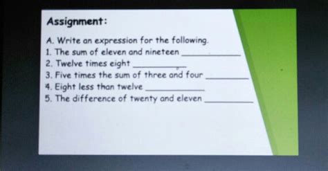 solved assignment a write an expression for the following 1 the