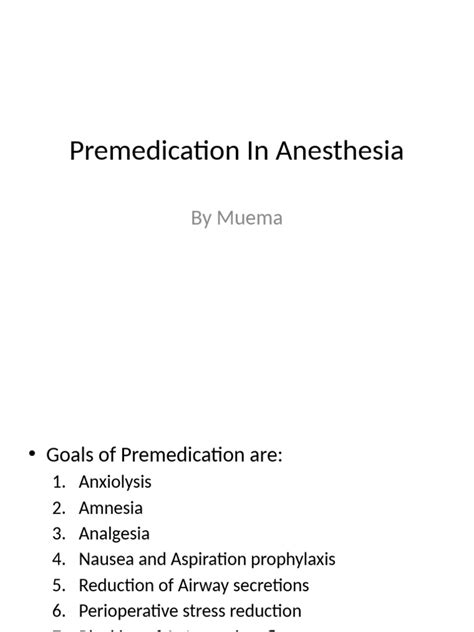 Premedication In Anesthesia Pdf