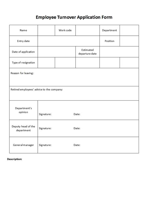 Word Of Turnover Application Formdoc Wps Free Templates