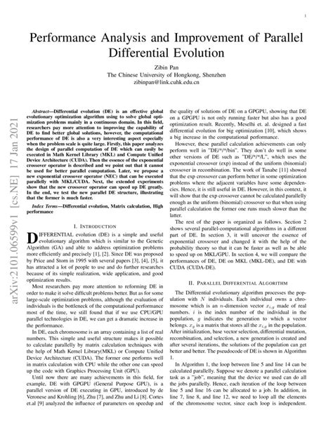 Performance Analysis And Improvement Of Parallel Differential Evolution Deepai