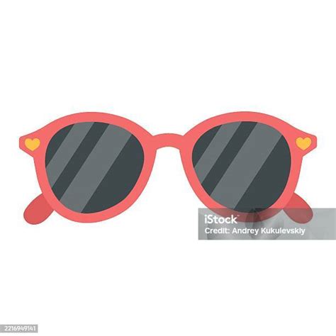 하트가 있는 귀여운 분홍색 선글라스 흰색 배경에 평면 벡터 그림 0명에 대한 스톡 벡터 아트 및 기타 이미지 0명 개인 장식품 귀여운 Istock