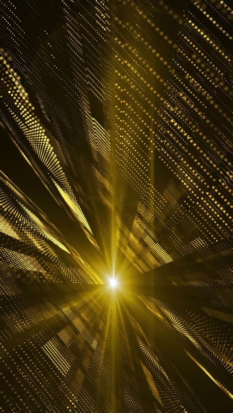 Vertical Video Glowing Golden Grid Network Of Blinking Digital Data Lights Particles And