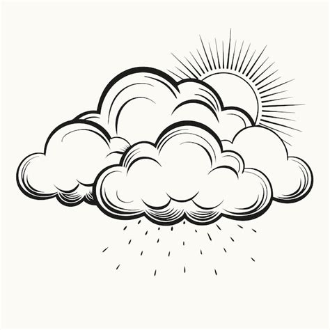 A Drawing Of A Cloud With The Sun Shining Through It Premium Ai