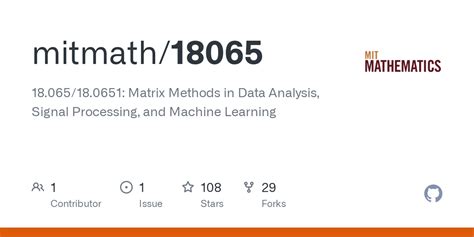Github Mitmath18065 18065180651 Matrix Methods In Data Analysis