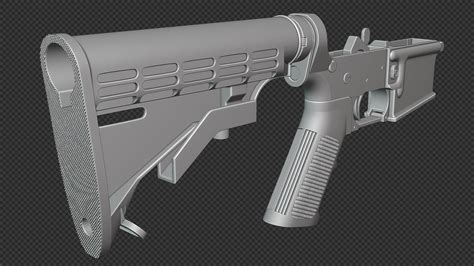 3d Model Ar 15 Lower Receiver Assembly Vr Ar Low Poly Cgtrader