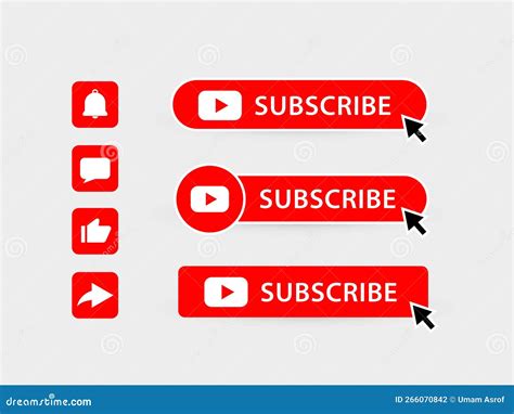 Vector Collection Of Youtube Subscribe Button Editorial Photography