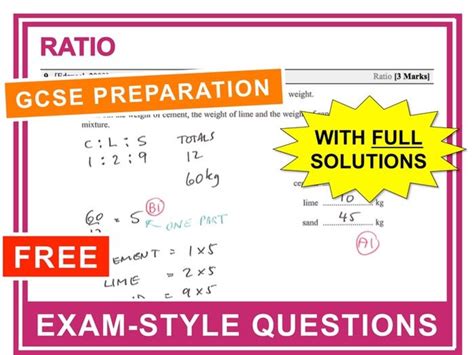 Gcse 9 1 Exam Question Practice Ratio Teaching Resources
