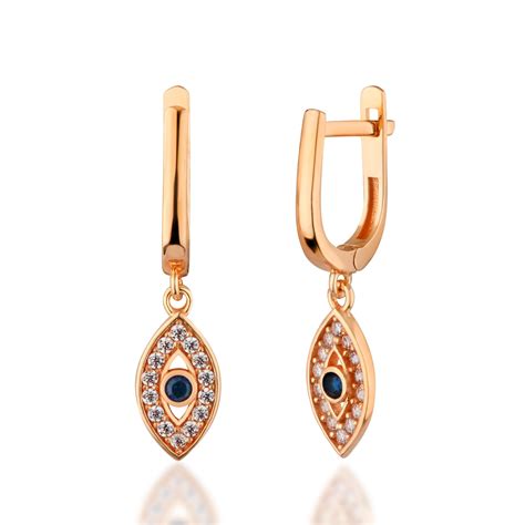 14k Solid Gold Evil Eye Earrings 925 Sterling Silver Evil Eye Earrings