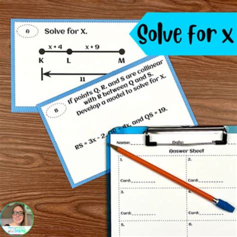 Segment Addition Postulate Task Cards Activity Solving For X