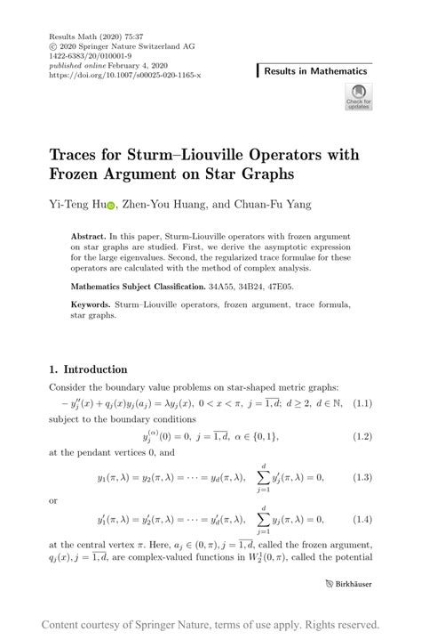 Traces For Sturm Liouville Operators With Frozen Argument On Star Graphs Request Pdf