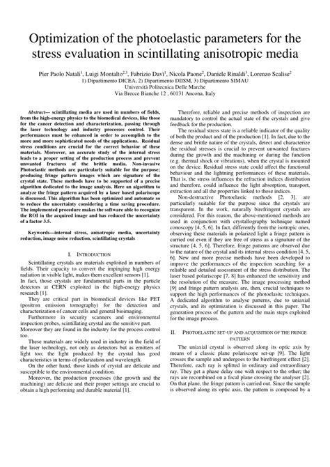 Pdf Optimization Of The Photoelastic Fringe Pattern Processing For The Stress Evaluation In