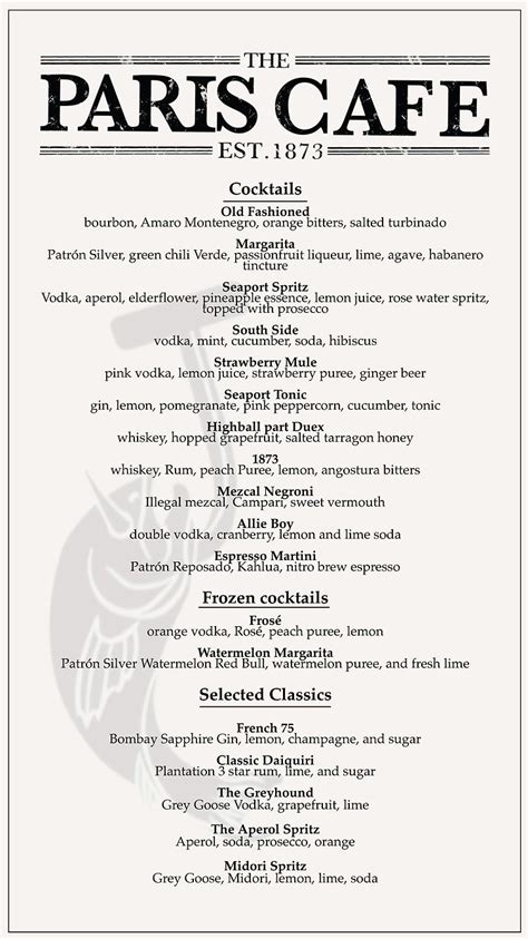Cafe Paris Brooklyn Menu Brooklyn CafÉ Bmth
