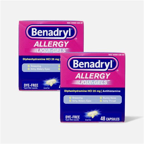 Fsa Eligible Benadryl Allergy Relief Liqui Gels 48 Ct 2 Pack Fsa