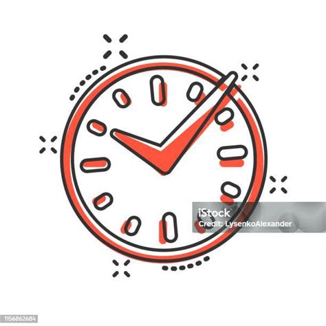 만화 스타일의 실시간 아이콘 흰색 고립 된 배경에 시계 벡터 만화 그림입니다 비즈니스 컨셉 스플래시 효과를 시청하세요 뒤쫓음에 대한 스톡 벡터 아트 및 기타 이미지 Istock