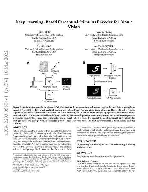 Pdf Deep Learning Based Perceptual Stimulus Encoder For Bionic Vision